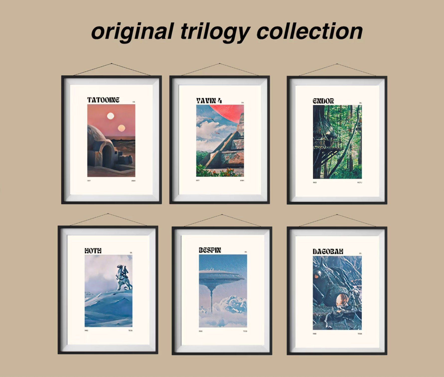 DIGITAL Star Wars Planets Posters Original Trilogy Collection Coruscant ...