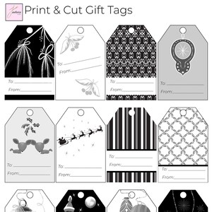 Black & White Printable Christmas Tags - Digital Gift Tags Set ...