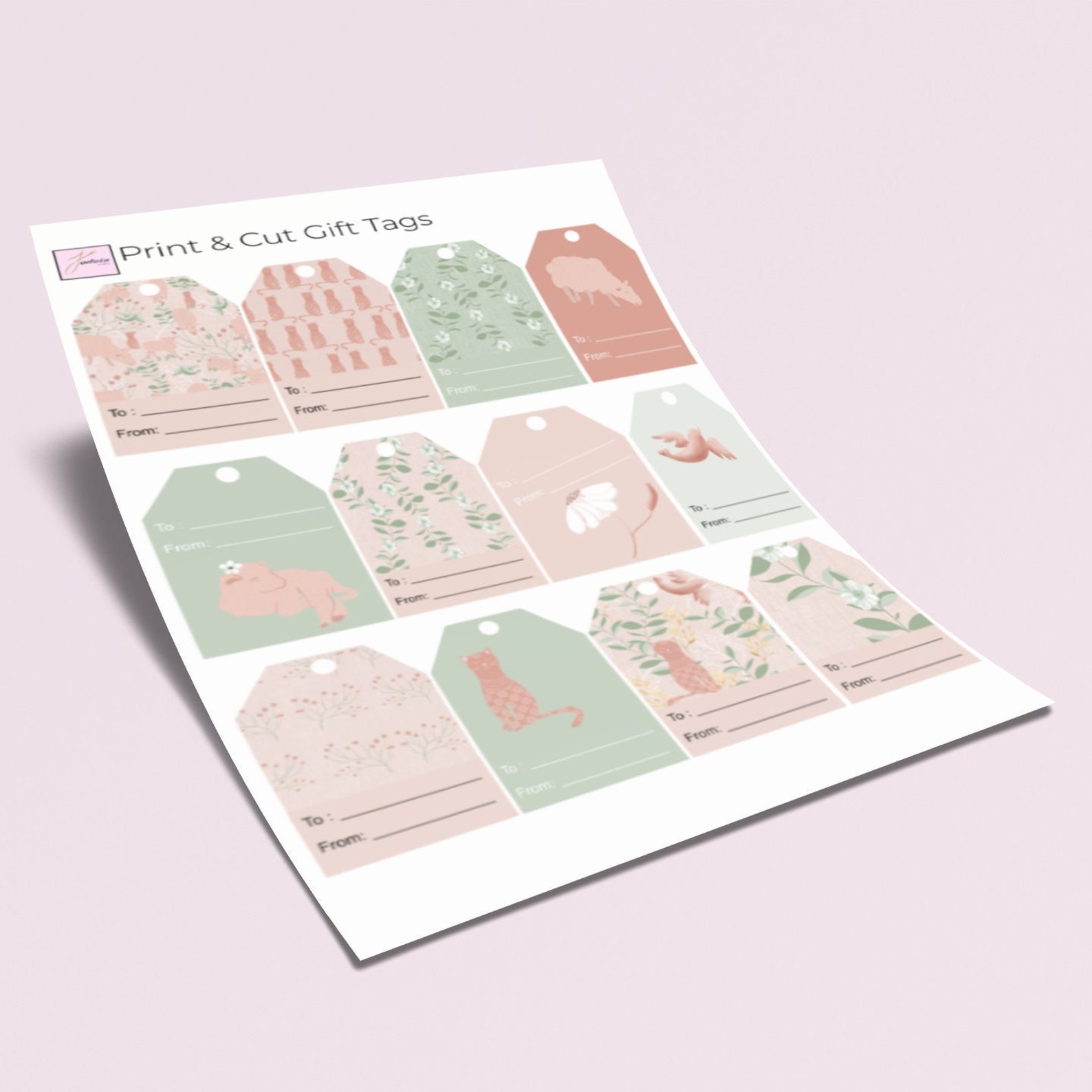 Pink Sheep Printable Labels - Digital Gift Tag Set - Kids or Mother's ...