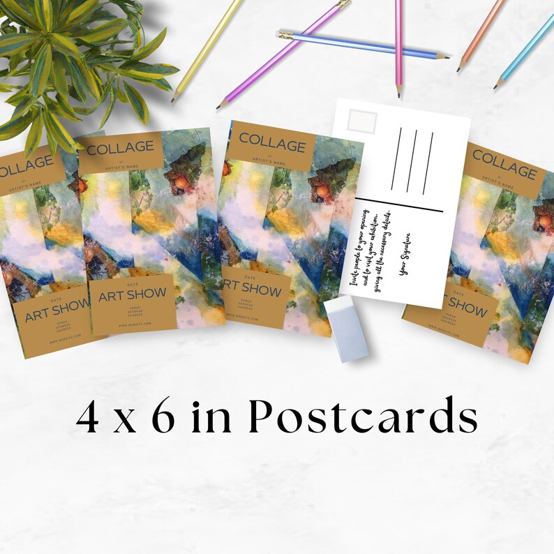 4x6 Editable Unique Postcard Template for Promoting Art Events Like ...