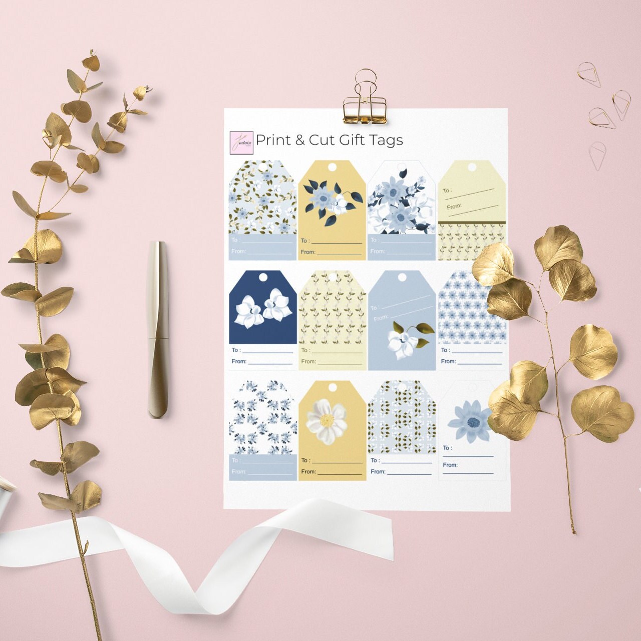 Floral Printable Labels - Digital Gift Tag Set - Gift Tags for Mom or a ...