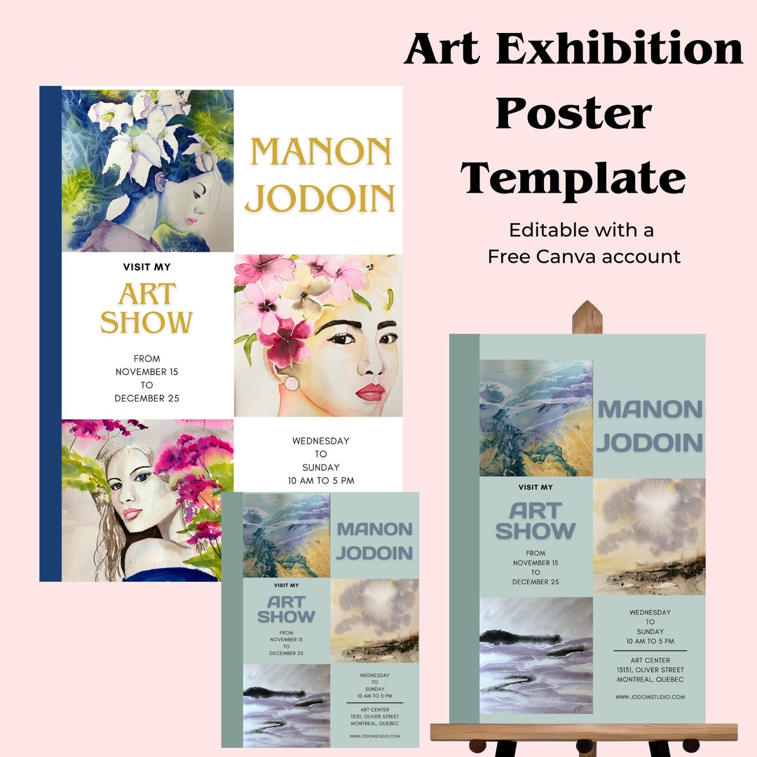 Art Exhibition Poster Template Editable With Canva -3 Sizes -2 Styles ...