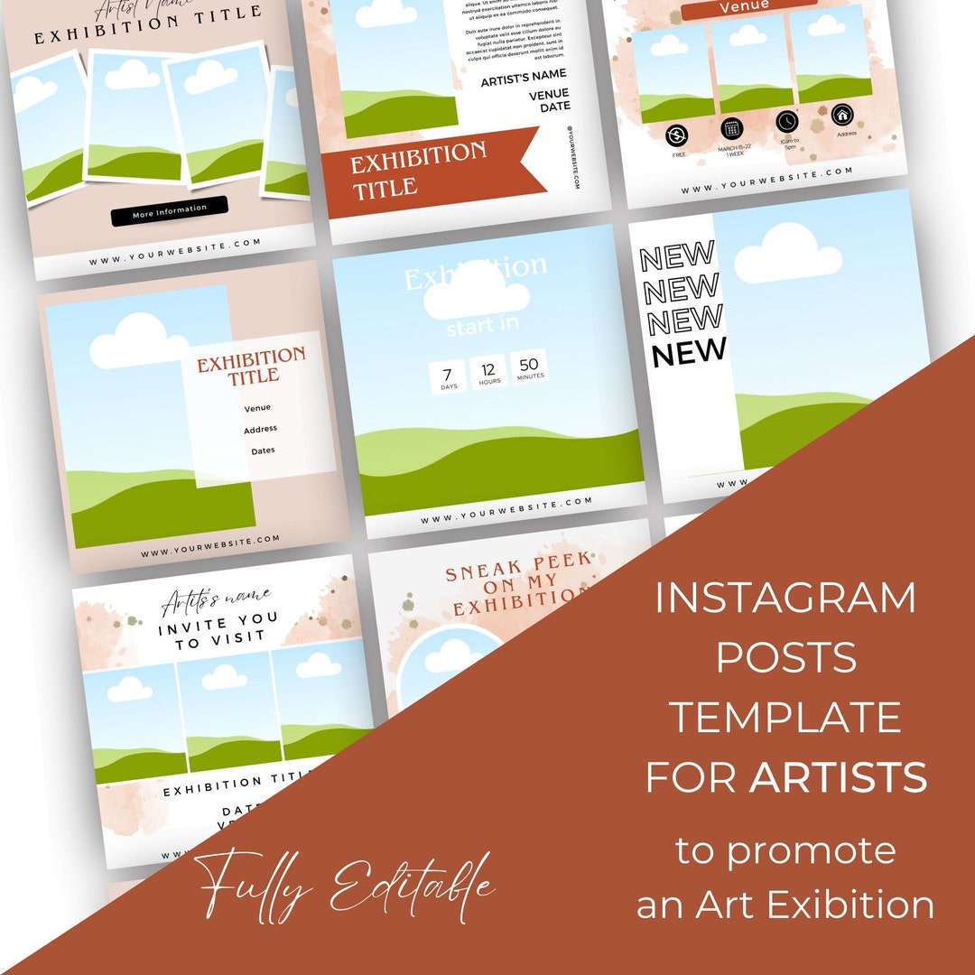 12 Editable Watercolor Instagram Posts Template for Artist to Promote ...