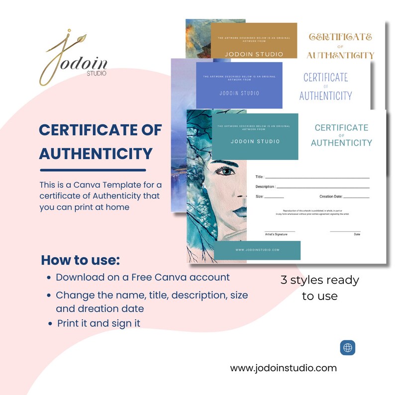 Unique Certificate of Authenticity - Printable Artist Resources for ...