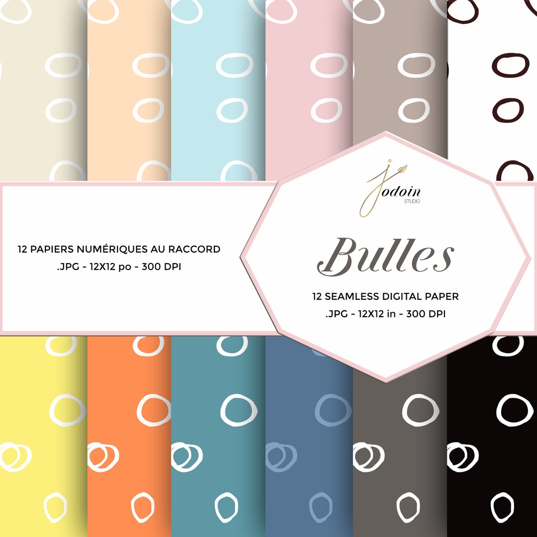 Bubbles Digital Paper Set in Twelve Colors for Your Creative Projects ...