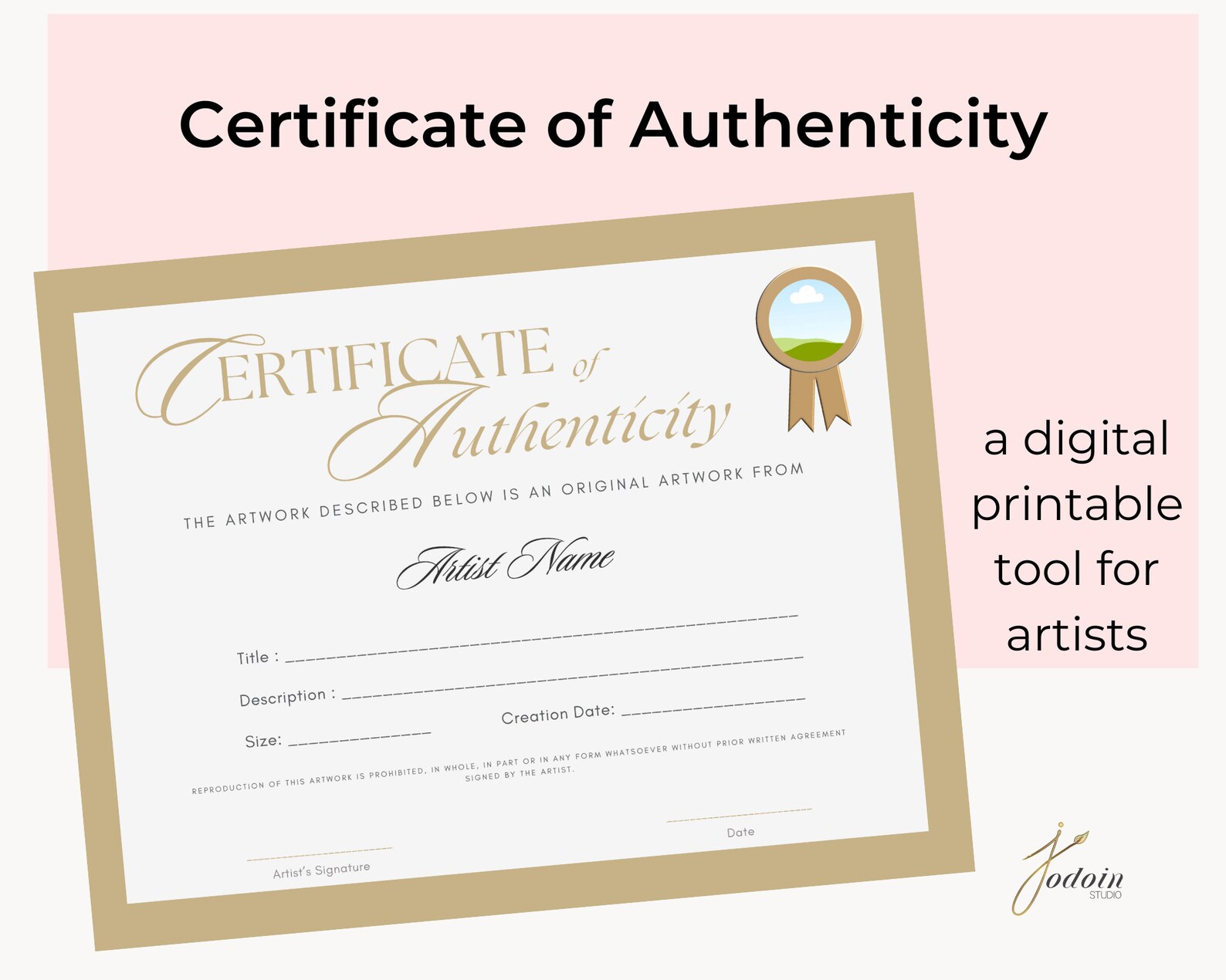 Simple Certificate of Authenticity - Printable Artist Resources for ...