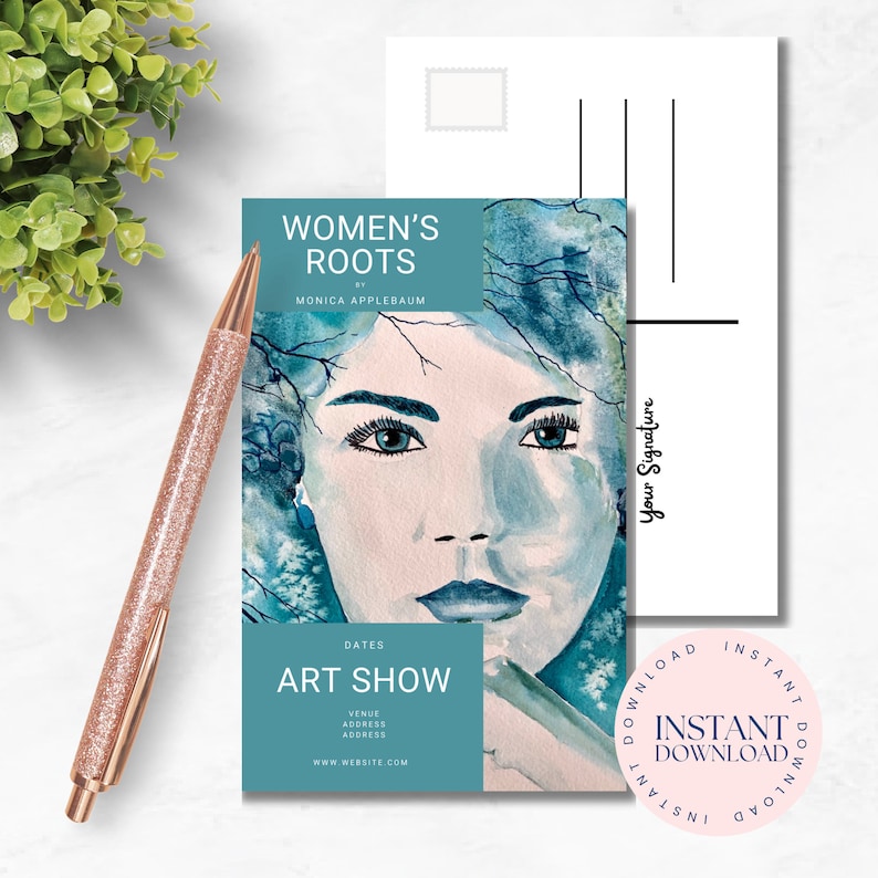 4x6 Editable Unique Postcard Template for Promoting Art Events Like ...