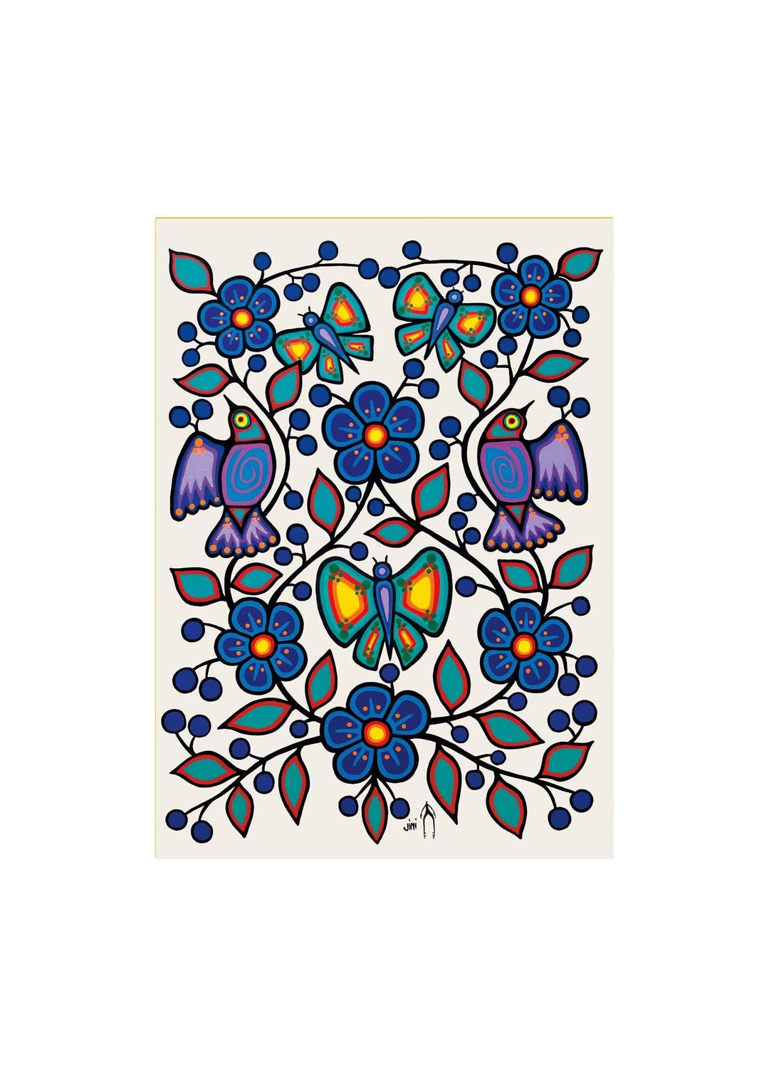 White Floral Garden by Jim Oskineegish, Indigenous Art Print, First ...