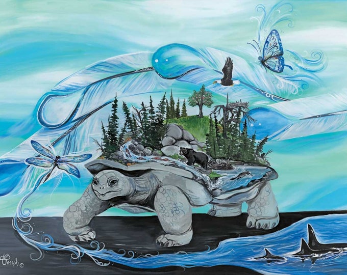 Frank POLSON Turtle Island II Canvas Authentic Indigenous Collectible ...