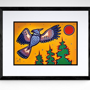 Diindiisi- Blue Jay by Jim Oskineegish Indigenous Art Print, First ...