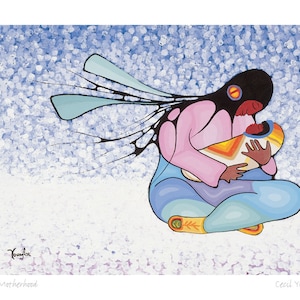 Joyous Motherhood by Cecil Youngfox Framed Artcard Indigenous - Etsy