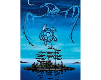 Turtle Island by Patrick Hunter Indigenous Art Print, First Nations ...