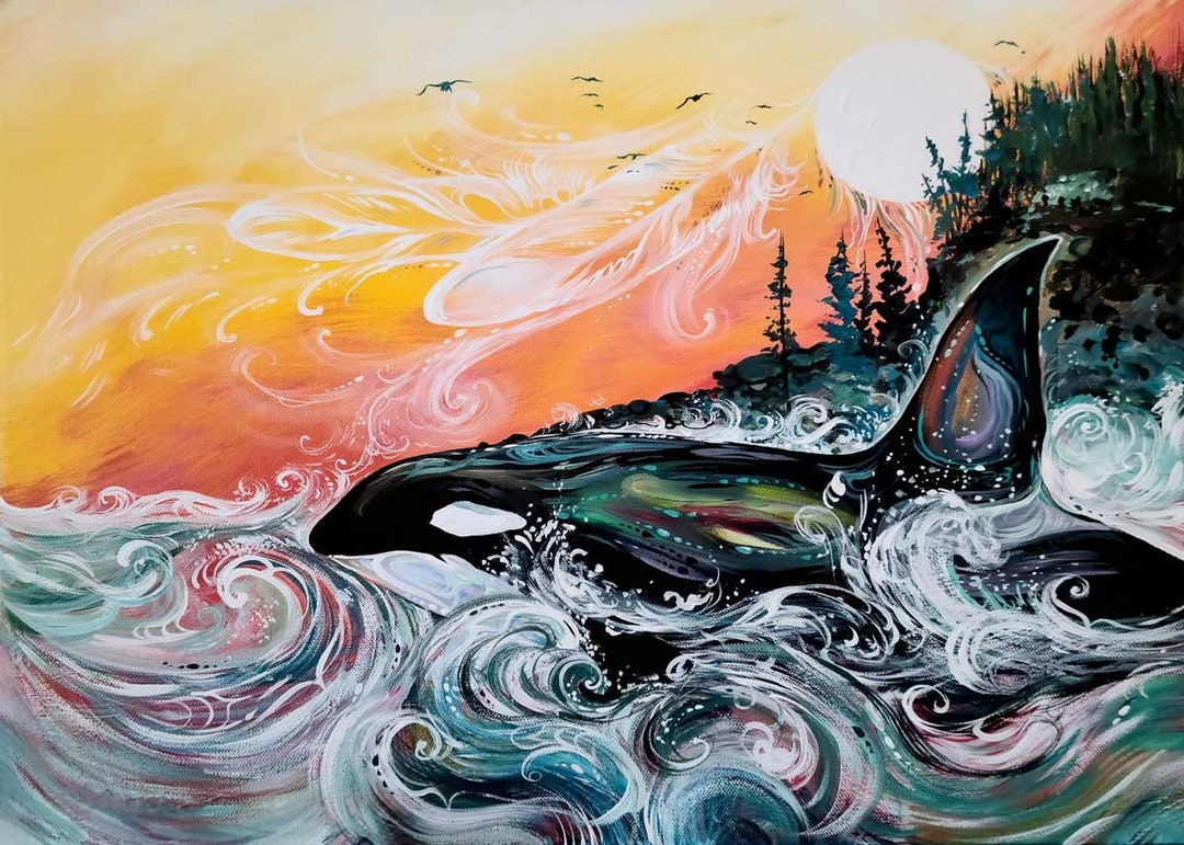 Killer Whale Sunset by Carla Joseph, Indigenous Art Print, First ...