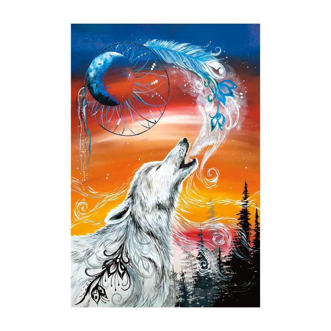 Alpha by Karen Erickson, Indigenous Art Print, Wolf, Native American ...