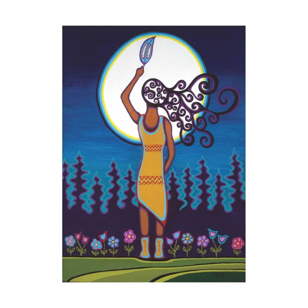 Native American Woman and the Moon Print - Etsy