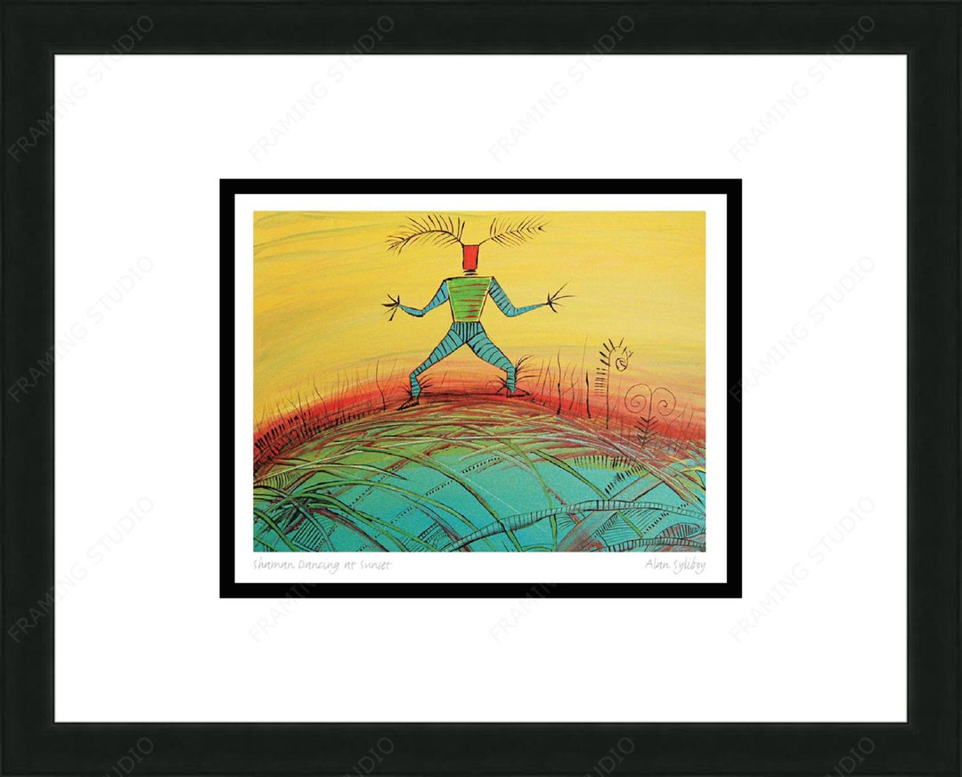 Shaman Dancing at Sunset by Alan Syliboy, Indigenous Art Card, Framed ...