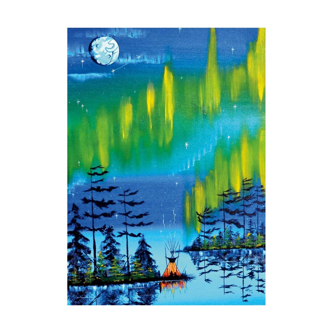 Northern Lights by William Monague, Indigenous Art Print, First Nations ...