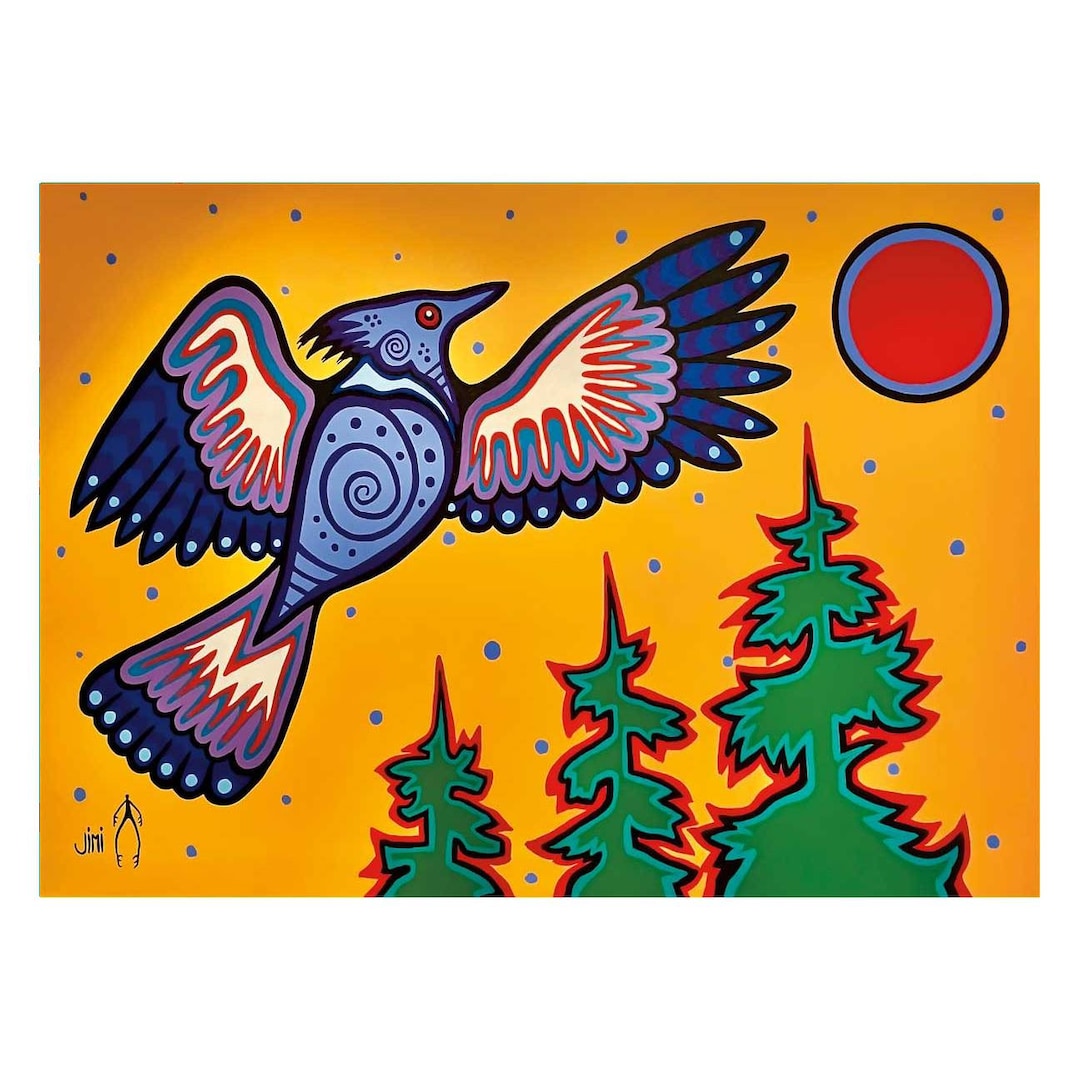 Diindiisi- Blue Jay by Jim Oskineegish Indigenous Art Print, First ...