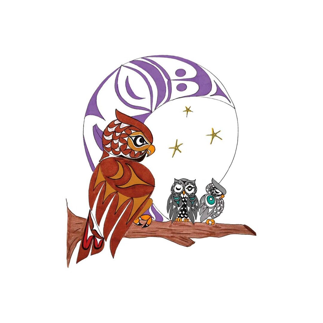 Owl Family by Angela Kimble, Indigenous Art Print, First Nations ...