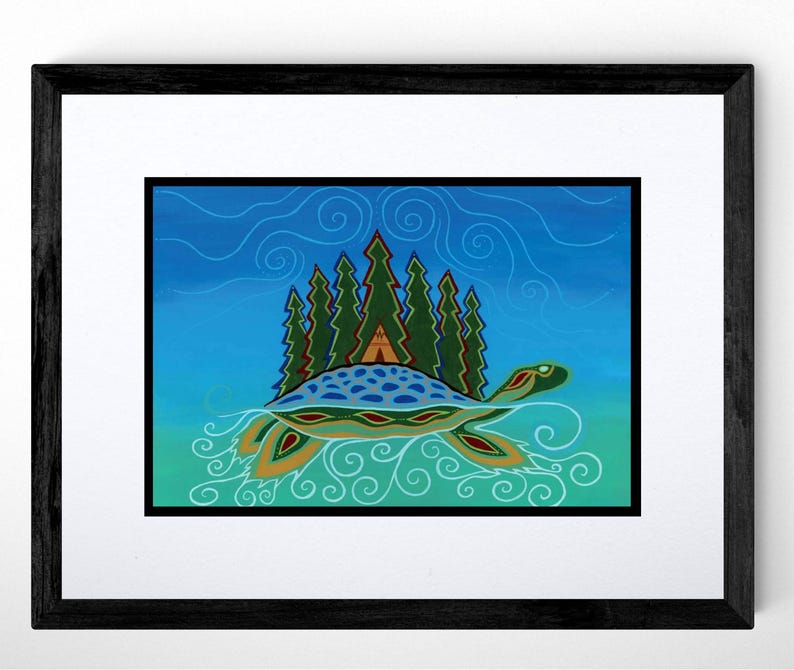 Turtle Island by Patrick Hunter Indigenous Art Print, First Nations ...