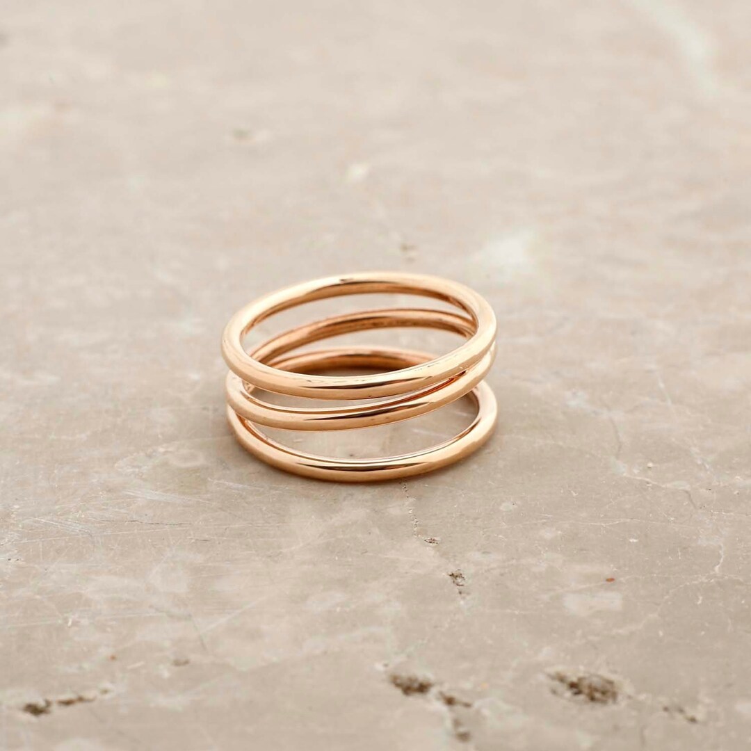 Wraparound Wire Ring Wrap Ring 9K Rose Gold Wide Multi Wire Ring ...