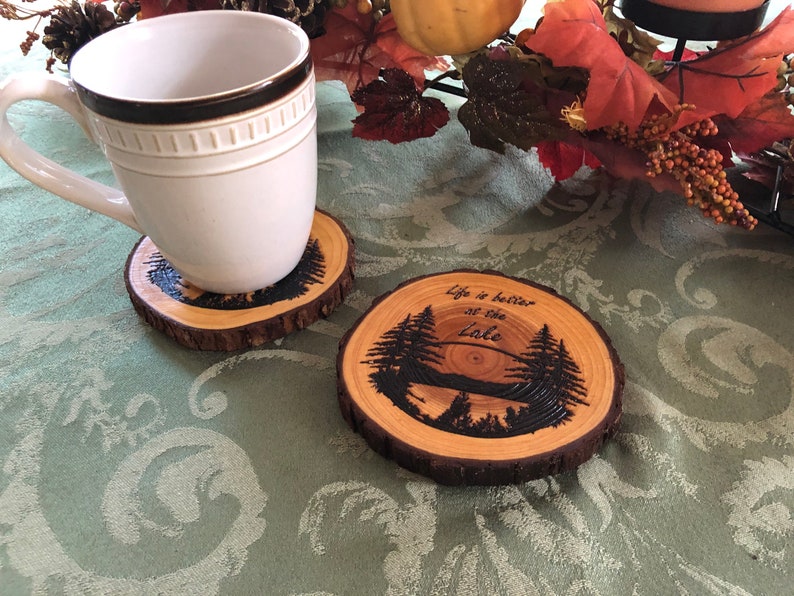 Rustic Wooden Coasters Set Handmade Home Decor Life is - Etsy