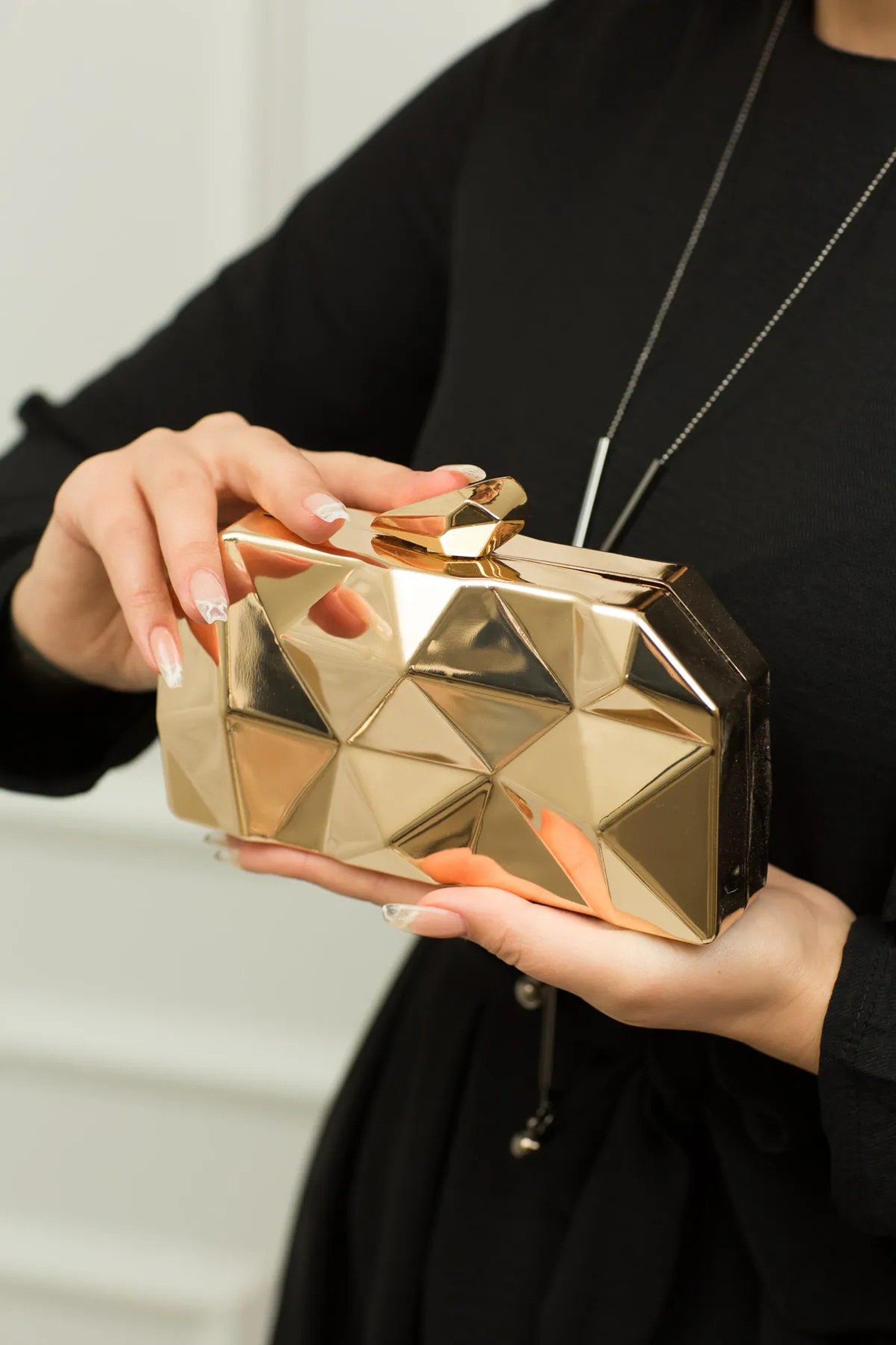 Women Evening Clutch Bags Gold Metallic Case Evening Bag,gold Metal ...