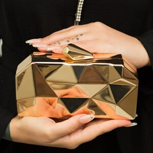 Women Evening Clutch Bags Gold Metallic Case Evening Bag,gold Metal ...