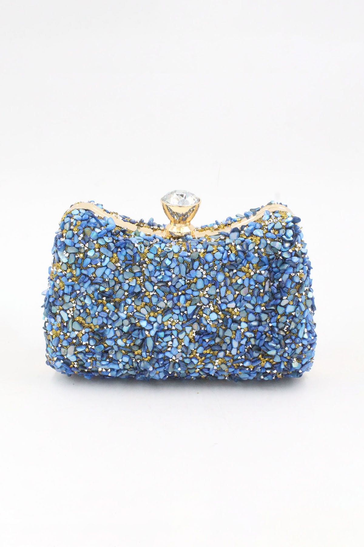 Women Evening Clutch Bags Blue Evening Bag With Natural Stone Wedding ...