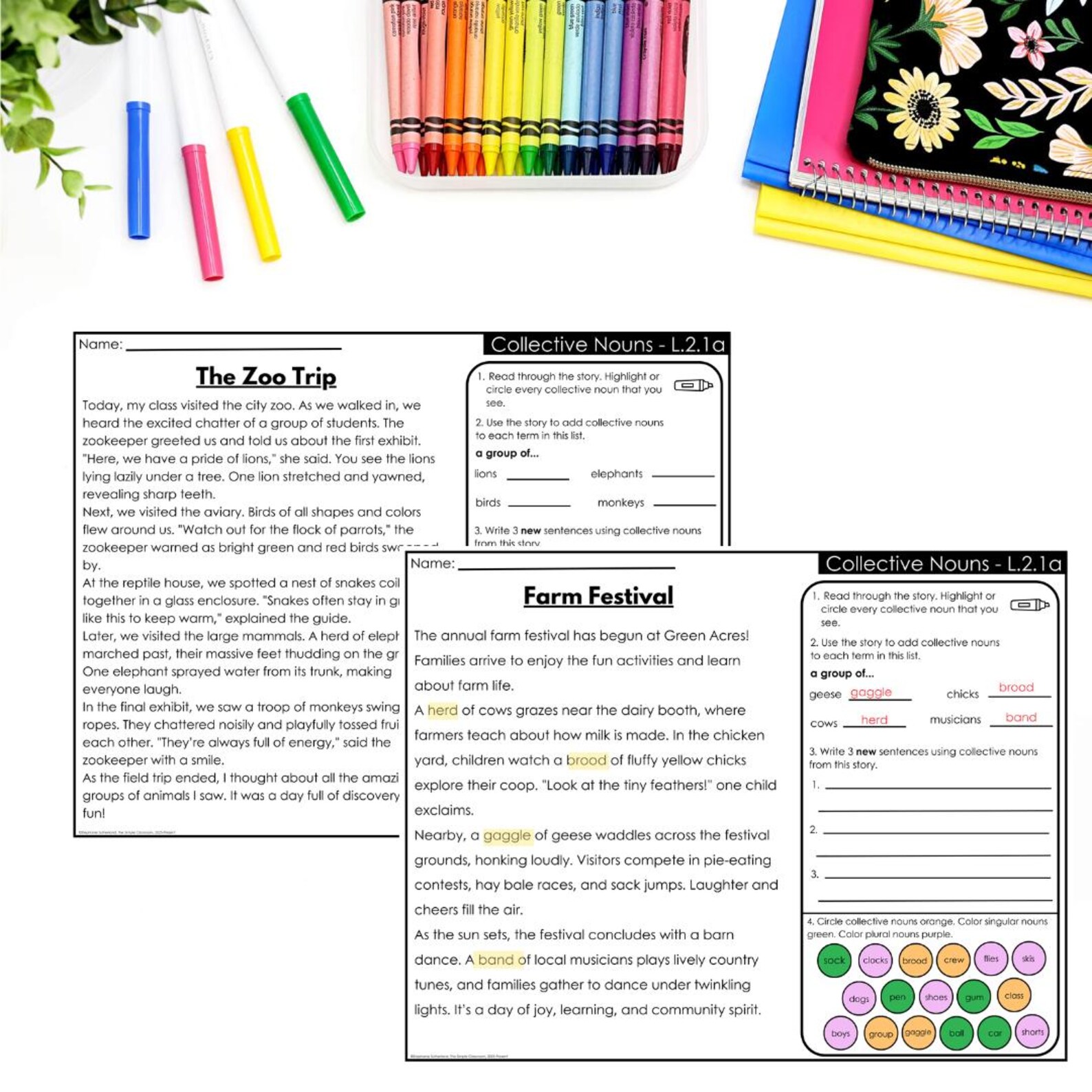 Grammar Worksheet English 2nd Grade Teaching Collective Nouns ...