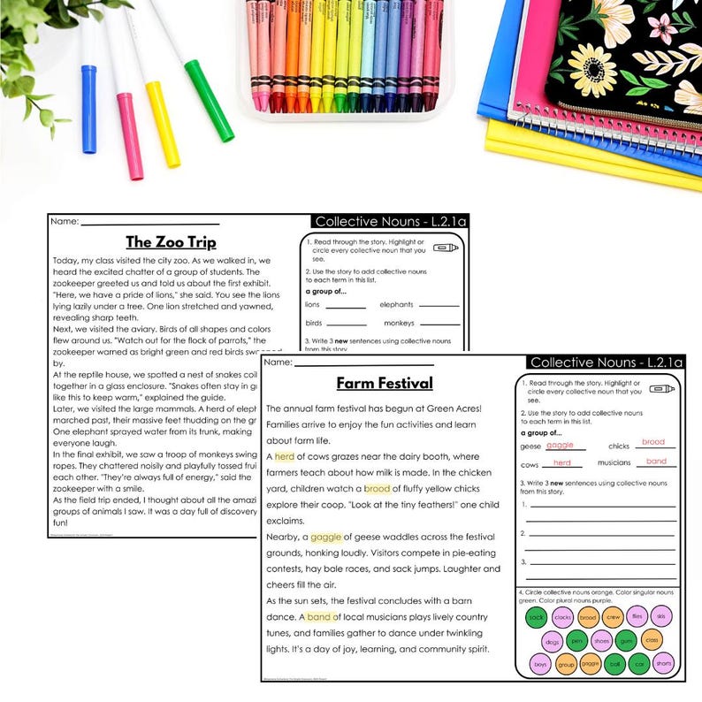 Grammar Worksheet English 2nd Grade Teaching Collective Nouns ...