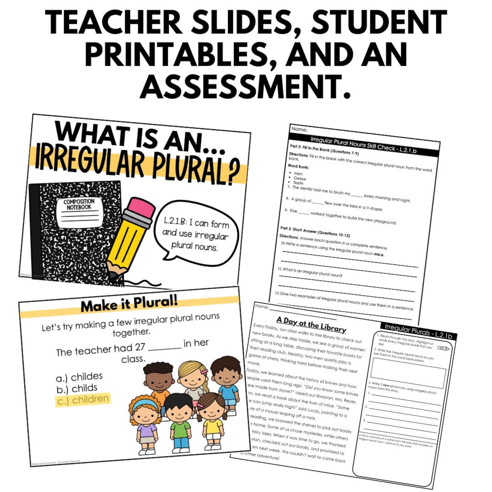 Grammar Worksheet English 2nd Grade Teaching Irregular Plural Nouns ...