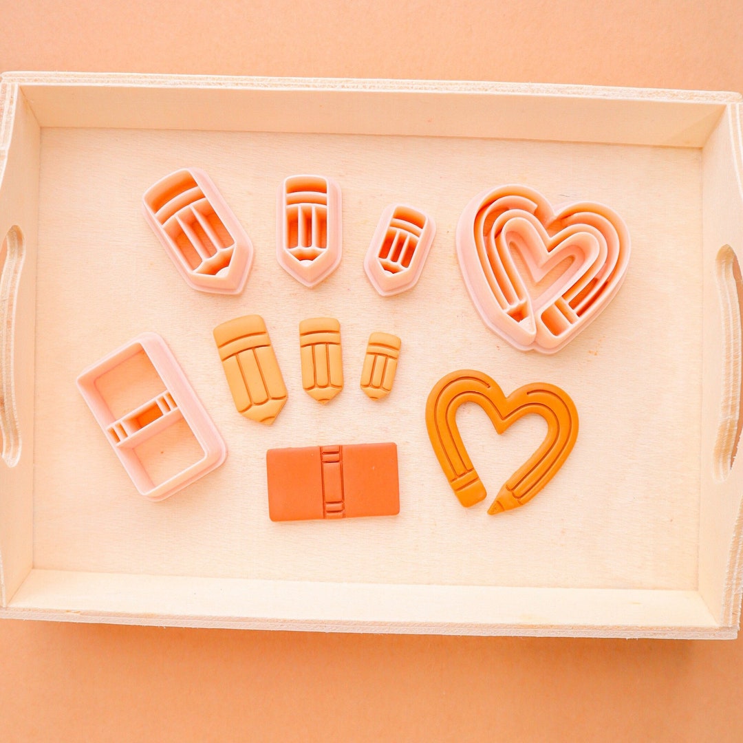 School Pack Polymer Clay Cutters, Heart Pencil Clay Cutter, Pencil Clay ...