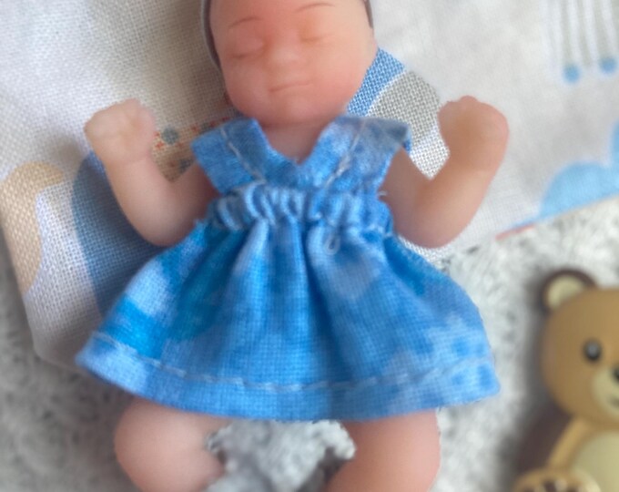 Blue Flower Dress for 2 1/2 Inch Doll - Etsy