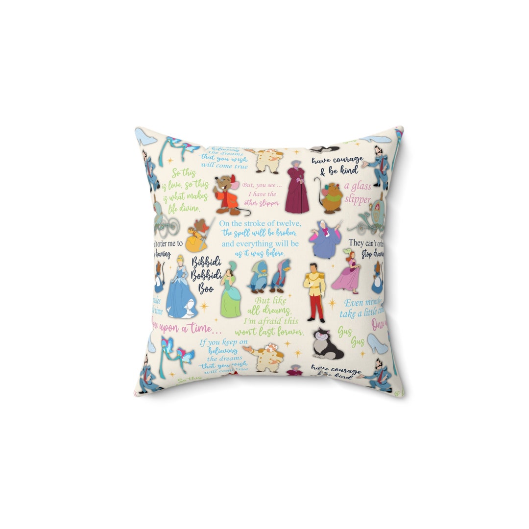 Disney Inspired Cinderella Princess Square Pillow Room Bedroom Decor ...
