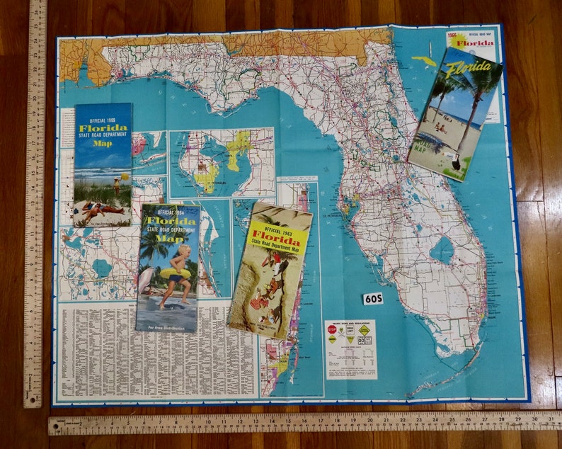 Florida State Highway Maps Vintage Miami Tampa 50s 60s 70s 80s 90s Car ...