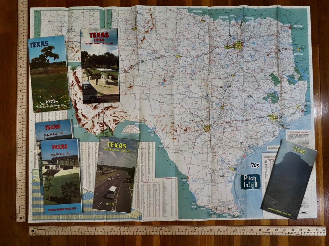 Texas Highway State Maps Vintage Dallas Auston Altas 50s 60s 70s 80s ...