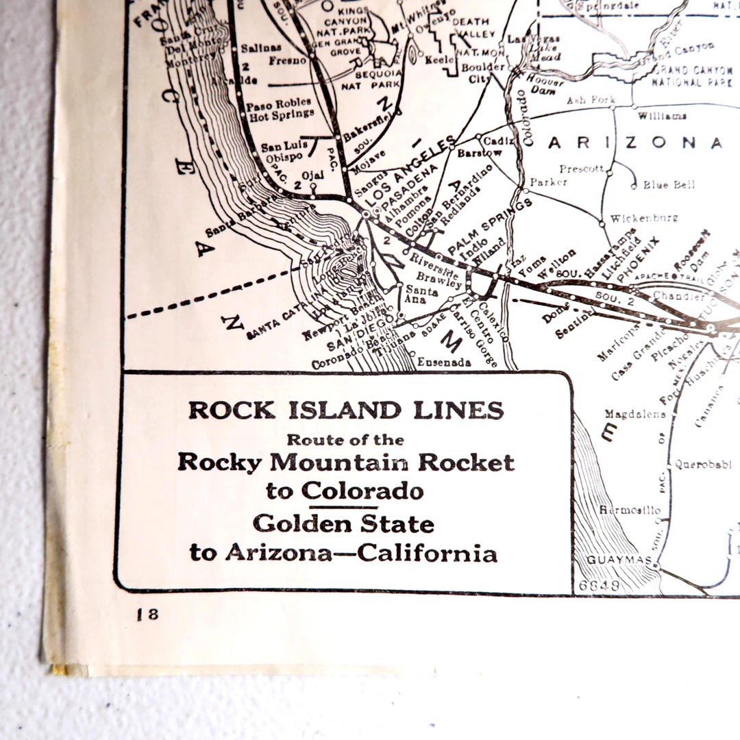 Rock Island Lines Railway Timetable Map 3/1955 Vintage Mid 50s ...