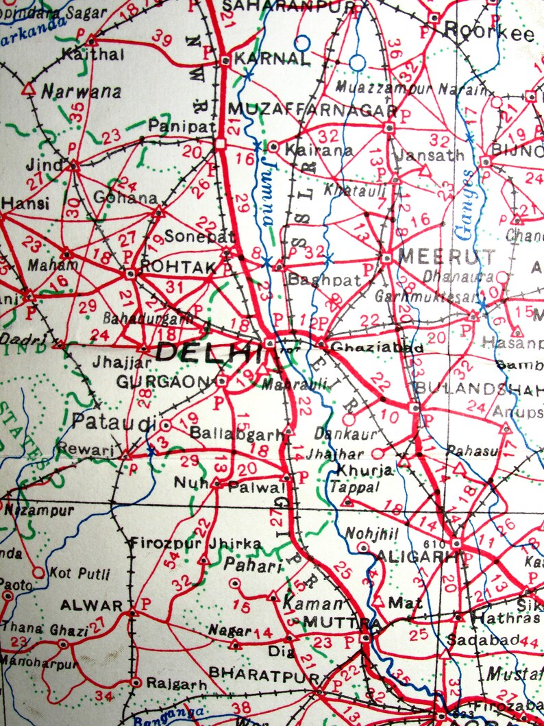 WWII Road Map of India Ams 5206 32" X 43" 1944 Vintage U.S. Army Dept ...