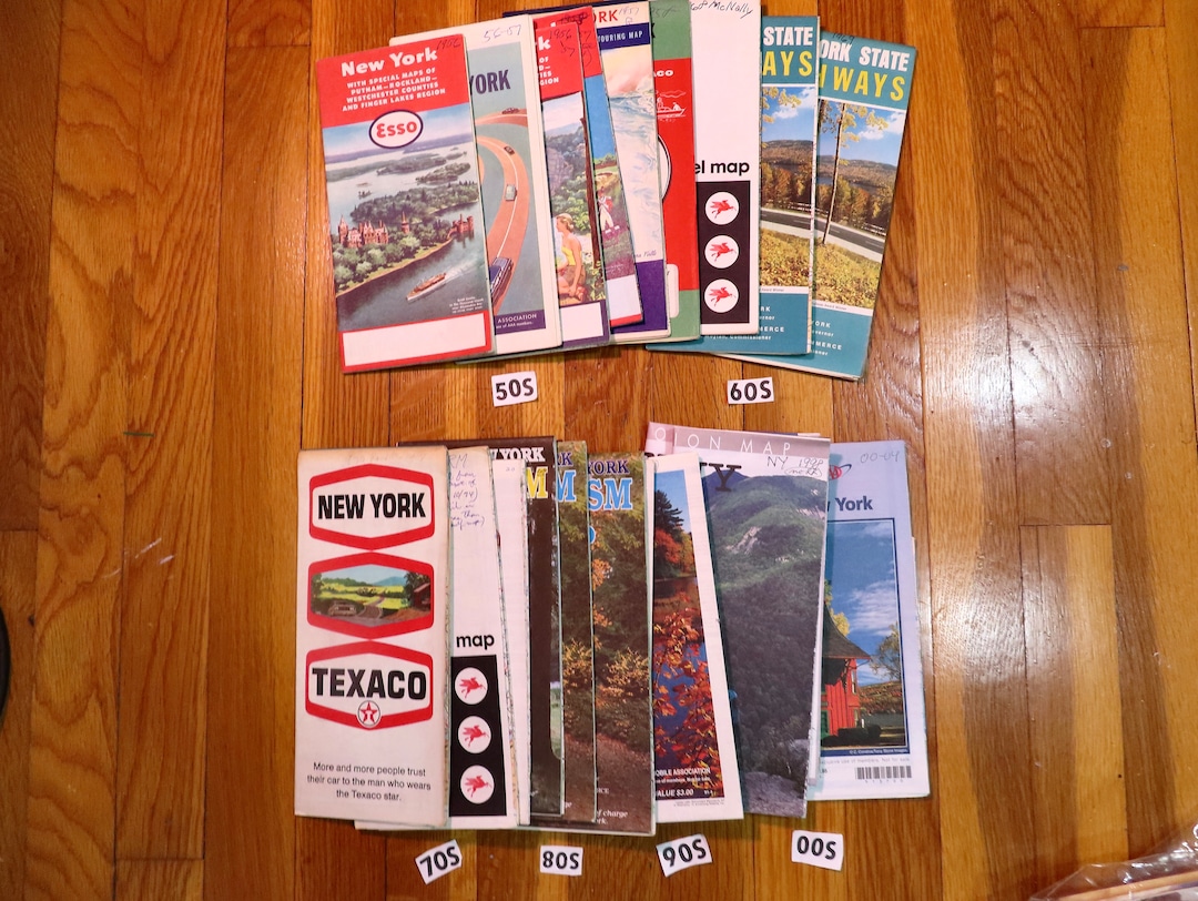 New York Map State Highway Vintage Alta New York City 50s 60s 70s 80s ...