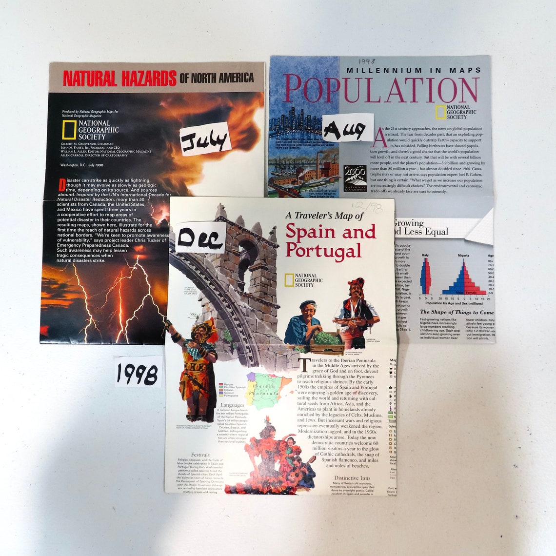 1995-1999 NGS Magazine Maps and Inserts Vintage National Geographic ...