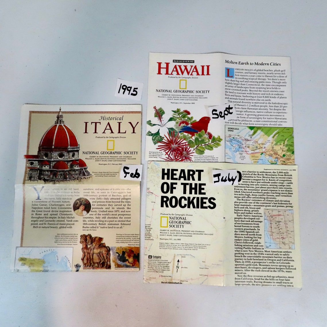 1995-1999 NGS Magazine Maps and Inserts Vintage National Geographic ...