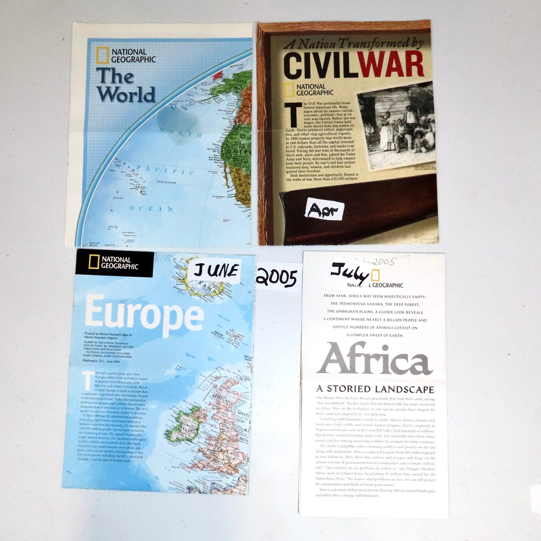 2000-2005 NGS Magazine Maps and Inserts Vintage National Geographic ...