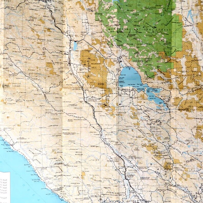 California Clear Lake Cow Mountain Public Land Guide Map 1967 State ...