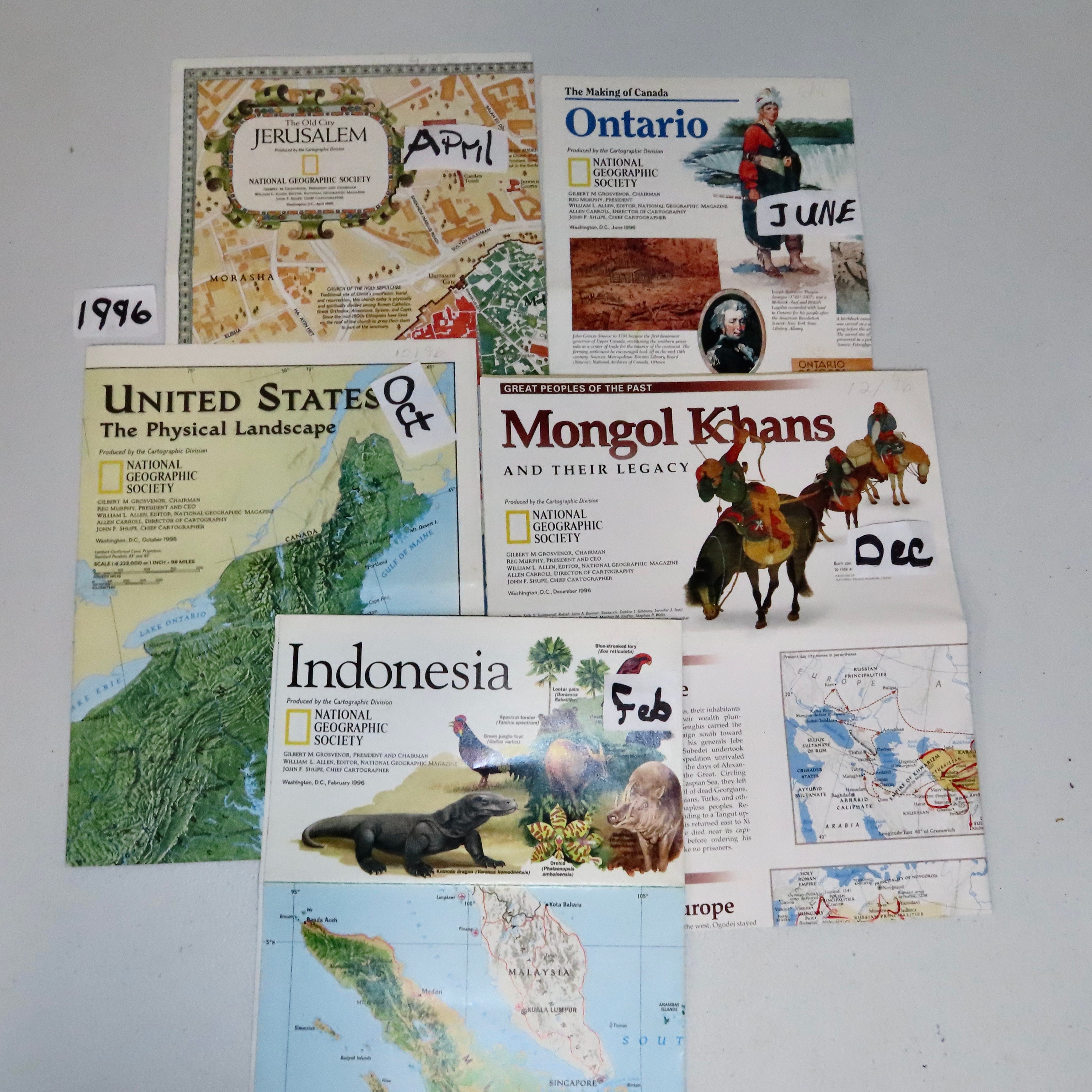 1995-1999 NGS Magazine Maps and Inserts Vintage National Geographic ...