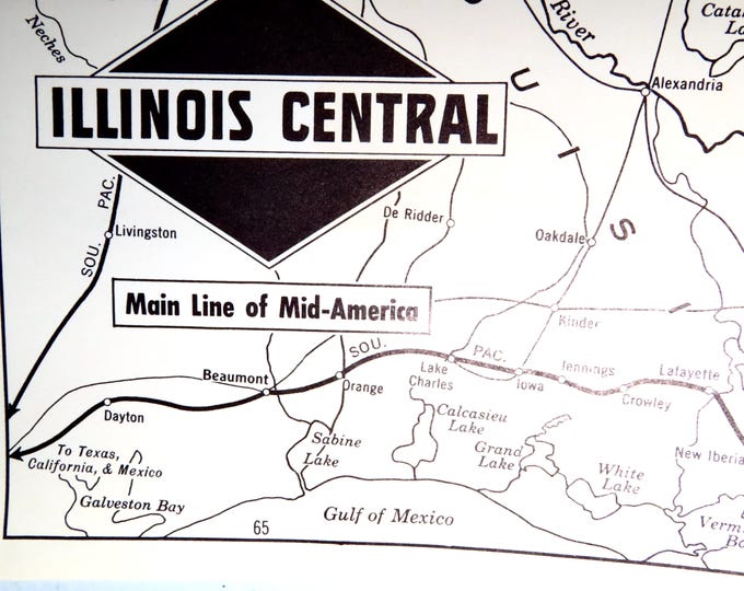 Illinois Central Railway Map Oct 1951 Vintage 50s Collectibles Train ...