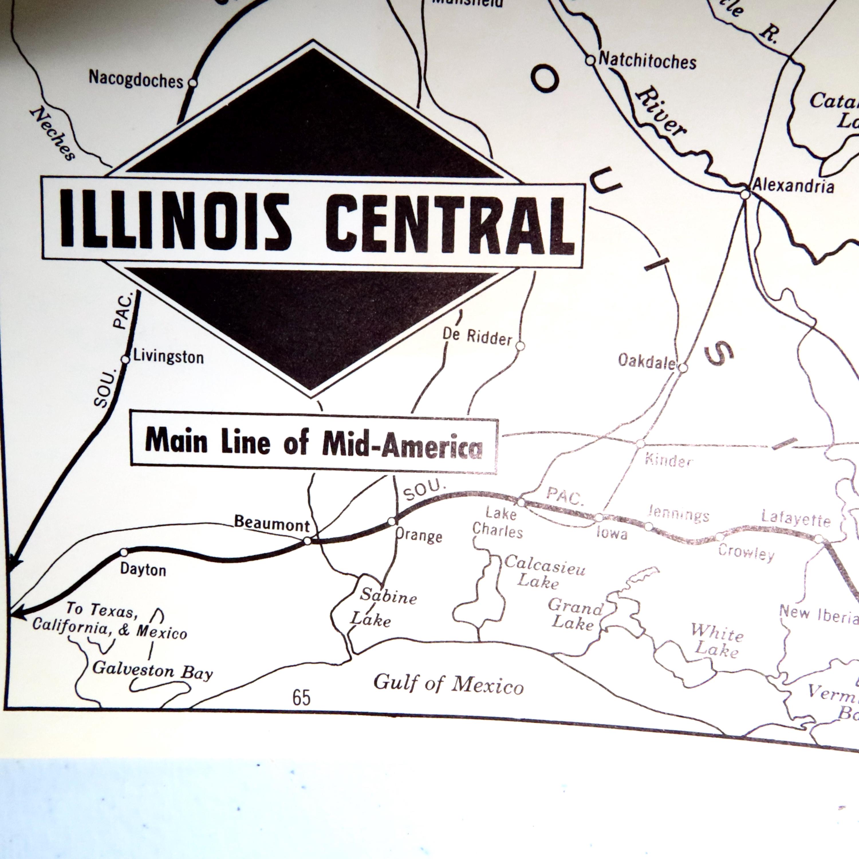 Illinois Central Railway Map Oct 1951 Vintage 50s Collectibles Train ...