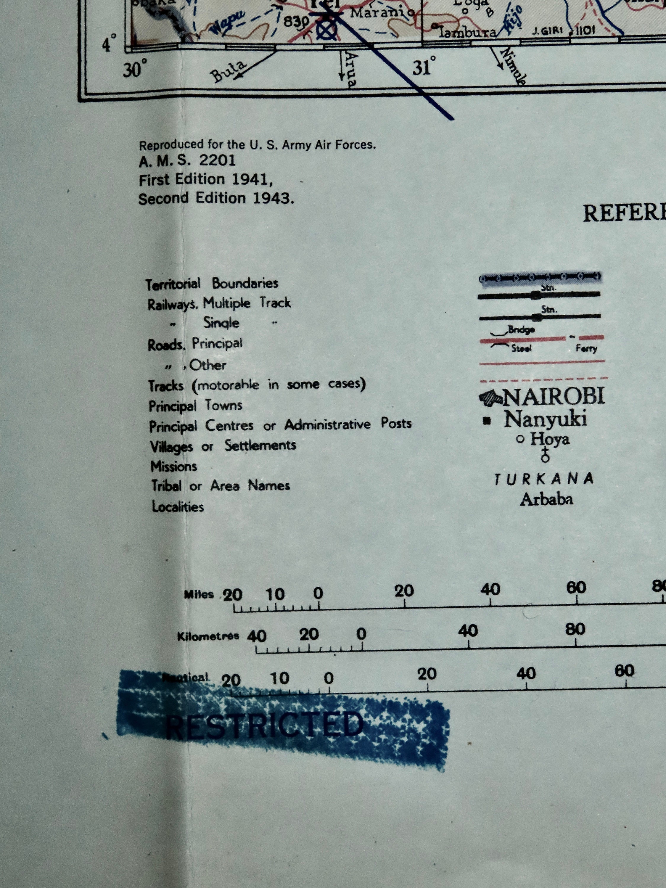 1940s Abyssinia AMS 2201 Africa Vintage Army Map Service U.S. Army Air ...