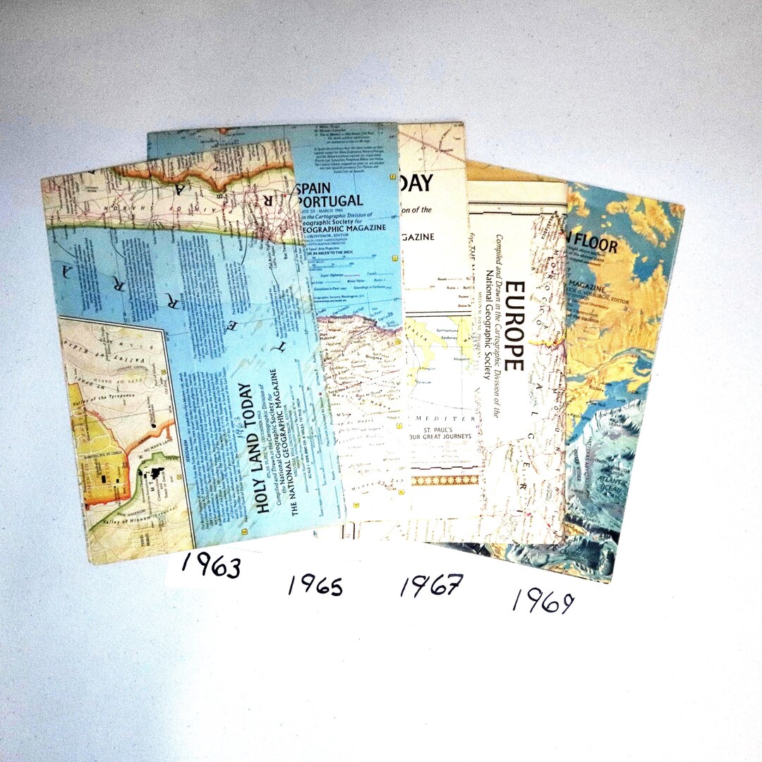 1960-1969 NGS Magazine Maps and Inserts Vintage National Geographic ...