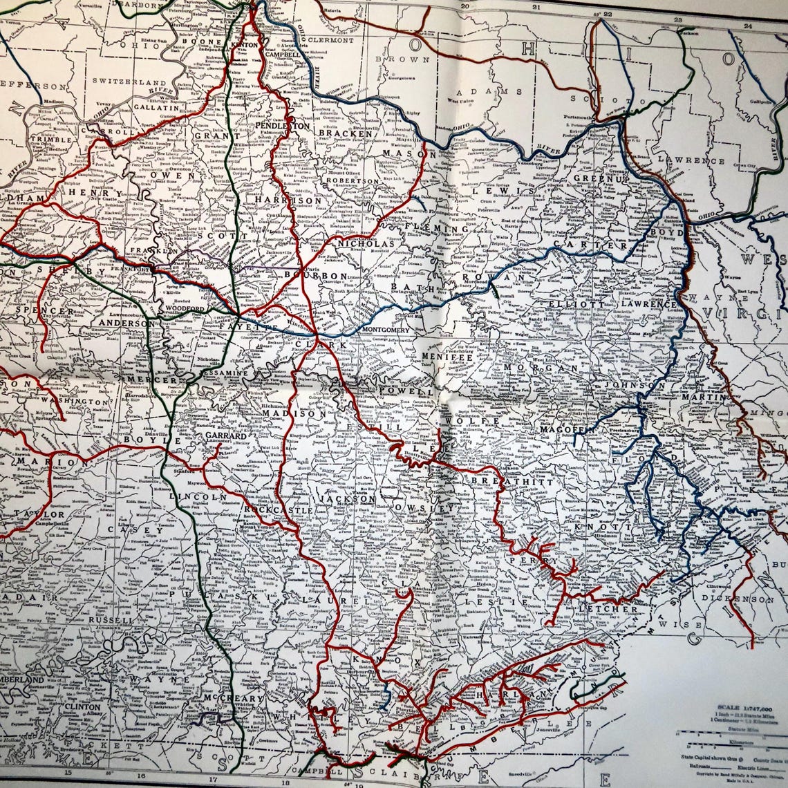 Railroad Map of Kentucky 1946 Vintage 40s 50s Railway Line Collectibles ...